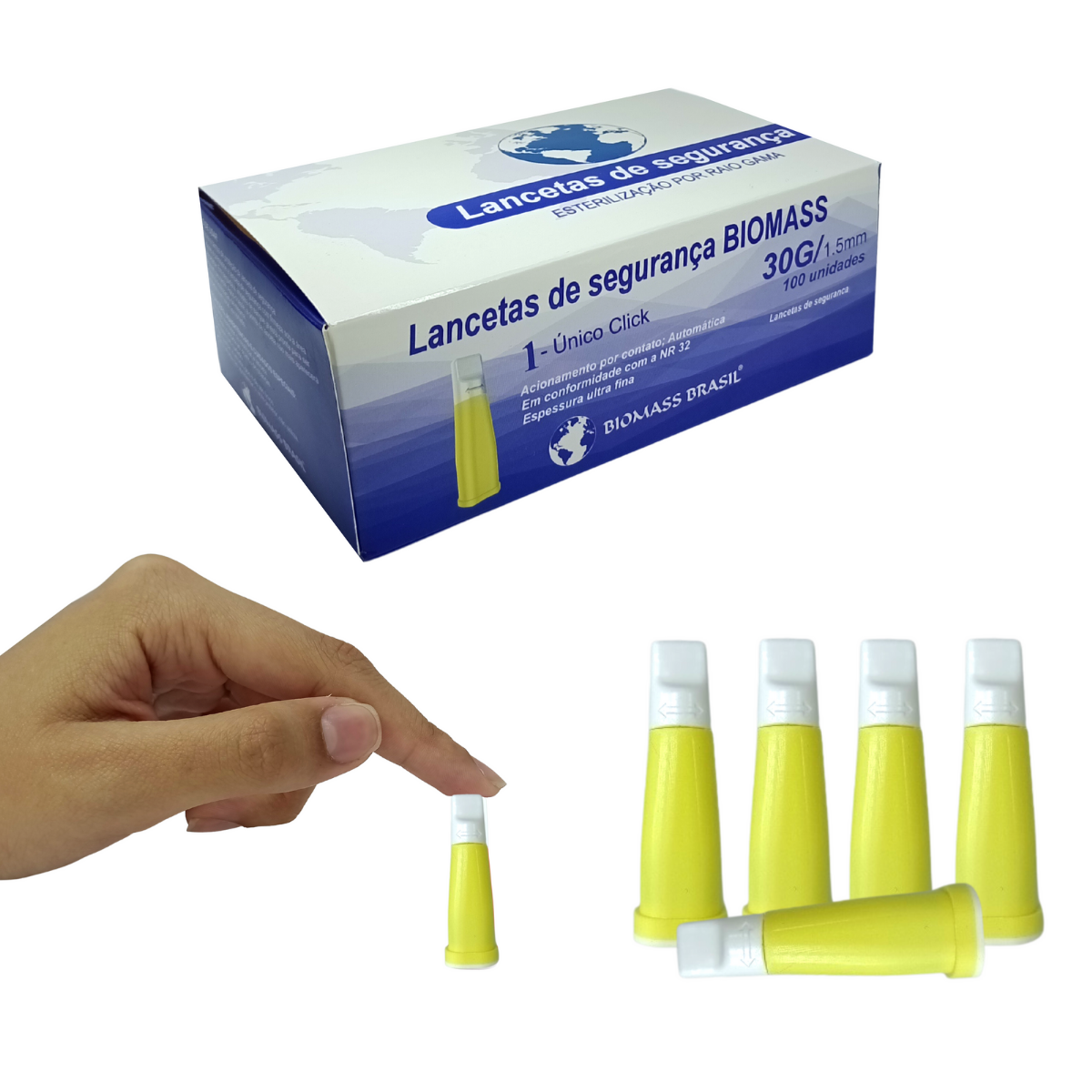LANCETA DE SEGURANÇA AUTOMATICA 30G X 1.5MM C/100 – BIOMASS – Unic Digital